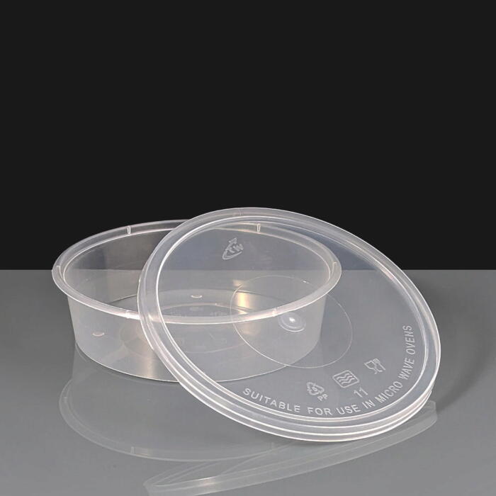 8oz Clear Round Microwavable Plastic Containers & Lid