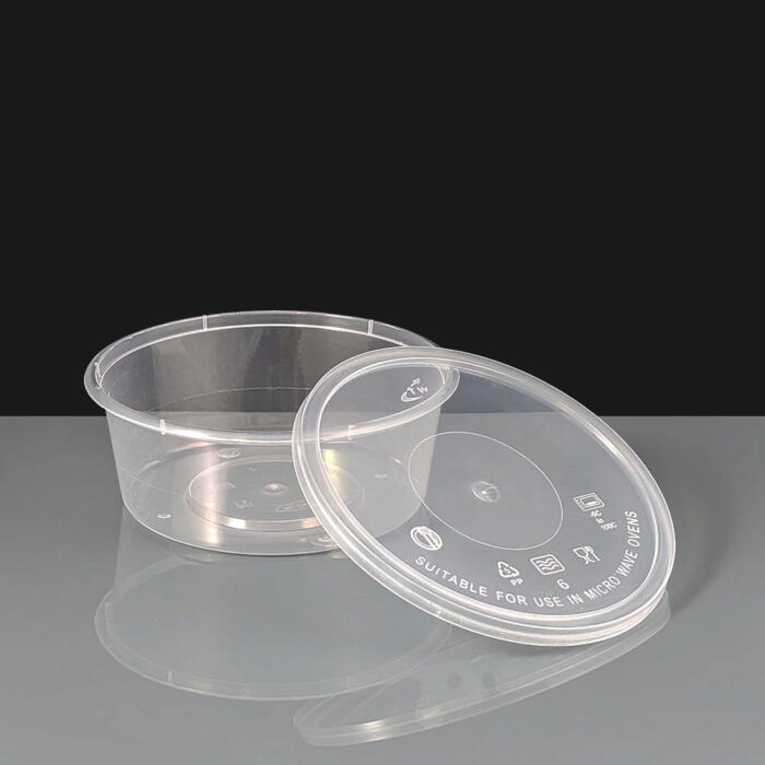 10oz Clear Round Microwavable Plastic Containers & Lid