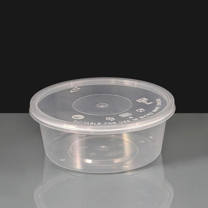 10oz Clear Round Microwavable Plastic Containers & Lid