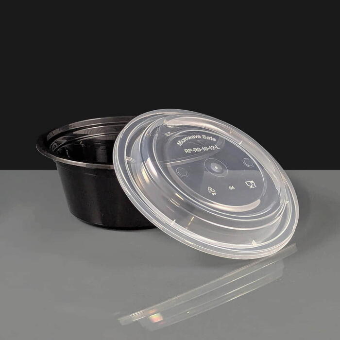 12oz Black Disposable Round Take Away Containers and Lids