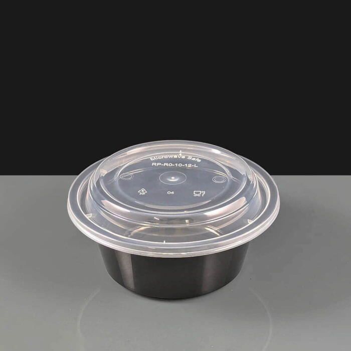 12oz Black Disposable Round Take Away Containers and Lids