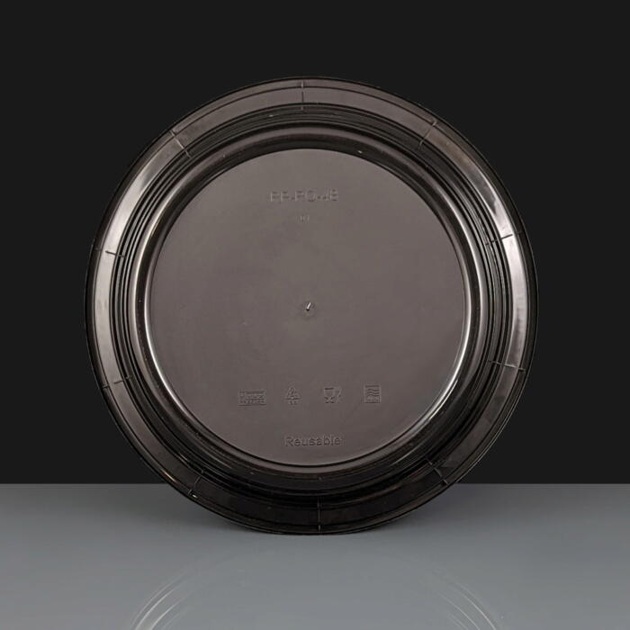 48oz Round Black Plastic Take Away Food Container and Lid