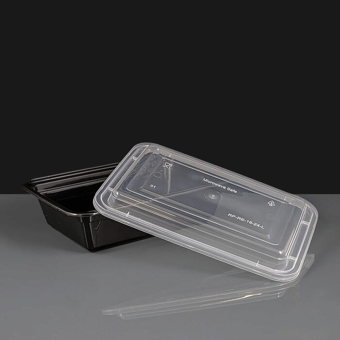 Take Away Food Packaging 24oz Black Base and Clear Lid