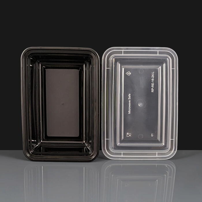 Take Away Food Packaging 24oz Black Base and Clear Lid