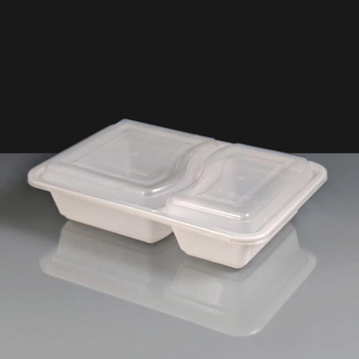 2 Compartment 25oz White Base and Clear Lid