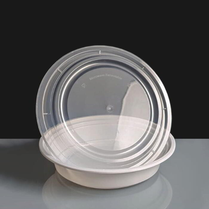 24oz Round White Plastic Take Away Food Container and Lid