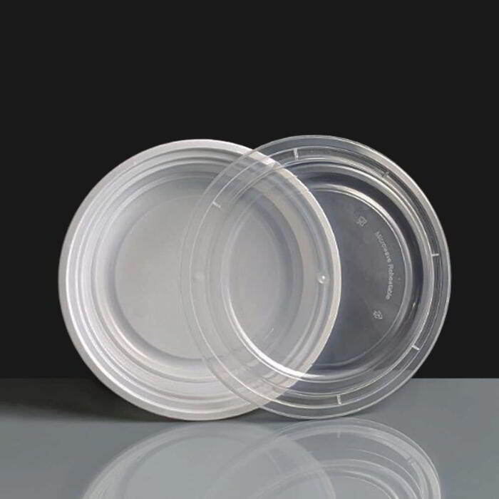 24oz Round White Plastic Take Away Food Container and Lid