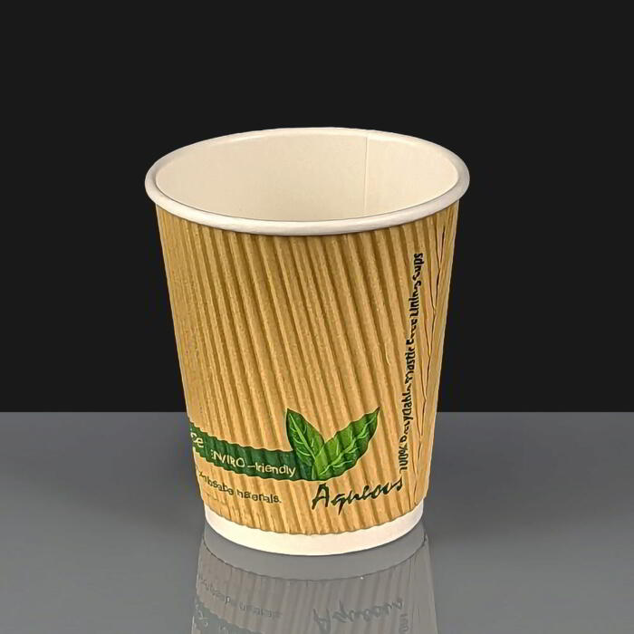 8oz Kraft Aqueous Compostable Hot Drink Paper Cups