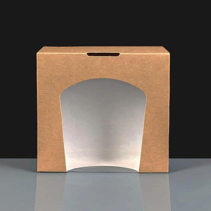Kraft Cake Box With Window 120 x 120 x 40mm (100)