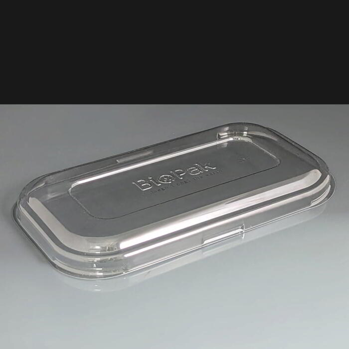 Natural BioCane Rectangular Clear rPet Lid 750ml