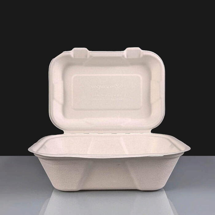 White Compostable Bagasse Meal Boxes 7 x 5