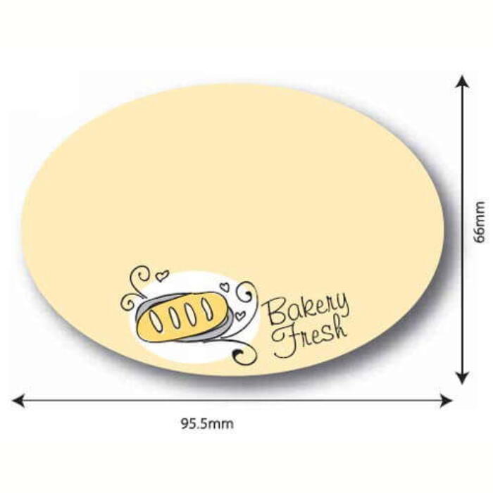 Oval Cream Baguette Label with Bakery Fresh Print