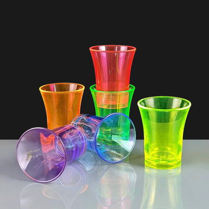 Mixed Colour 25ml Reusable Plastic Shot Glasses CE