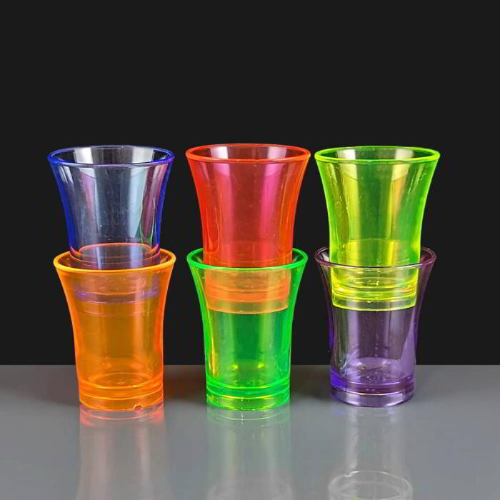 Mixed Colour 25ml Reusable Plastic Shot Glasses CE