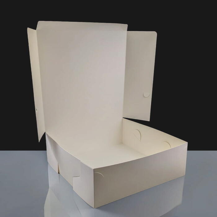 12" Square White Deep Folding Cardboard Cake Boxes