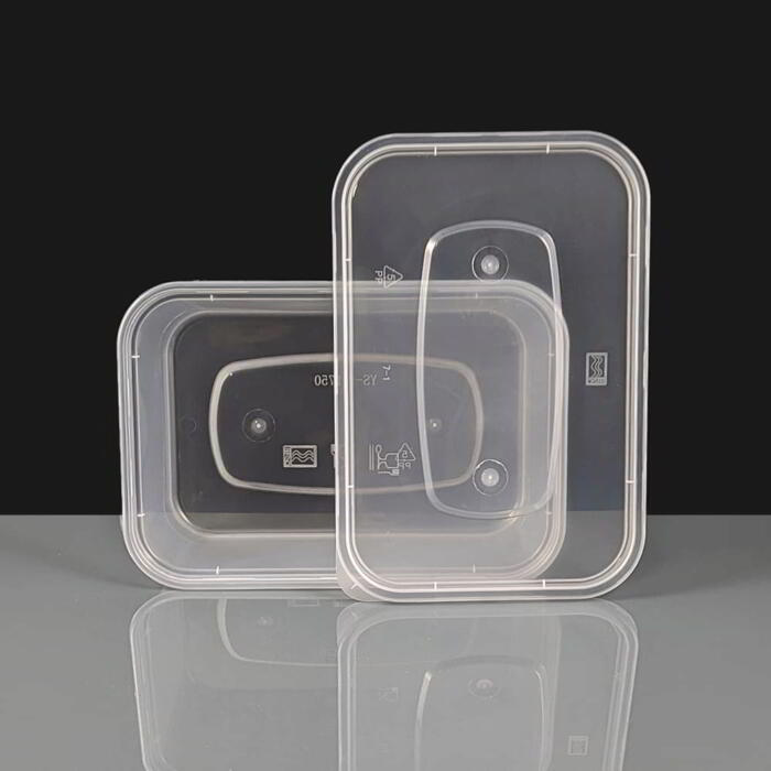750cc Clear Rectangular Plastic Containers and Lids
