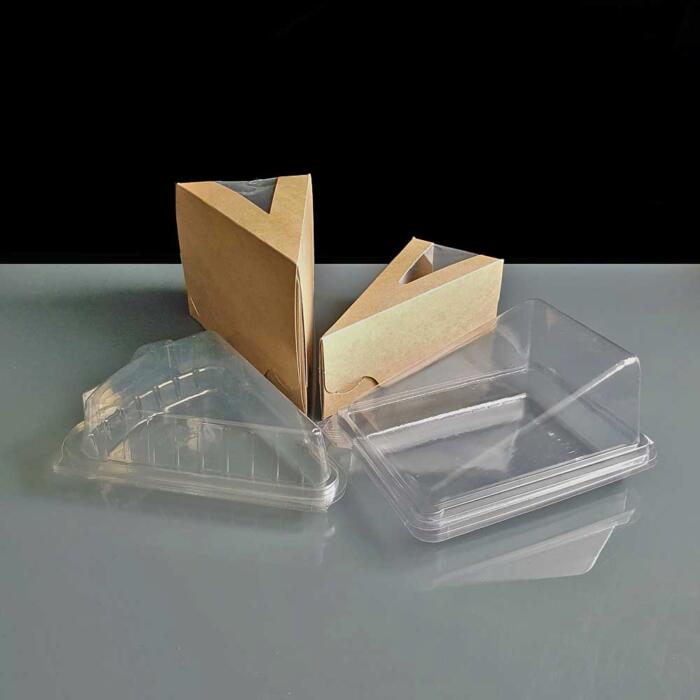 Small Brown Windowed Single Slice Cake Box Packaging