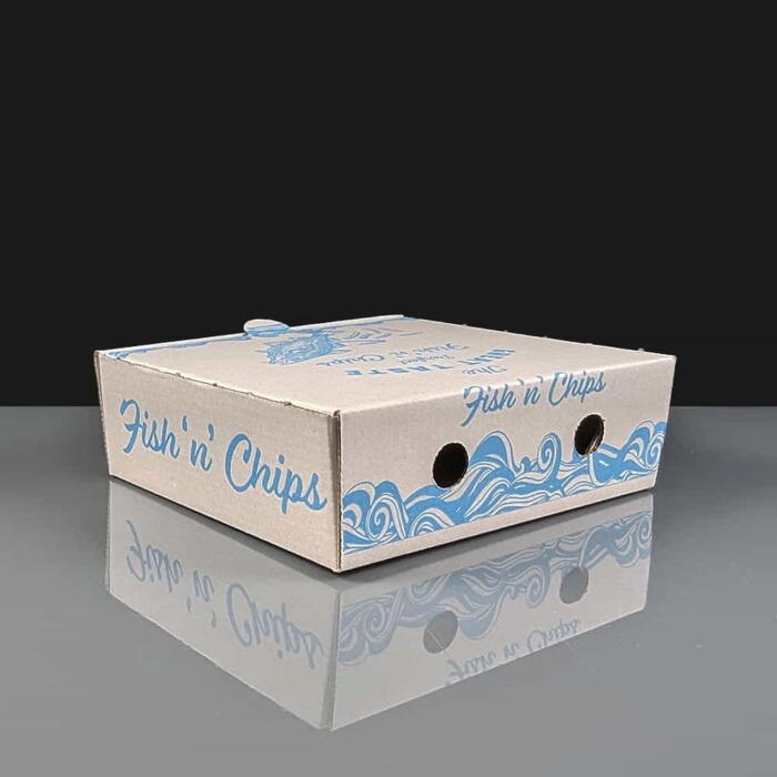 Small Corrugated Printed Fish and Chip Boxes | 10 x 6 inch