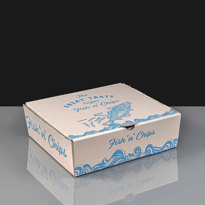 Small Corrugated Printed Fish and Chip Boxes | 10 x 6 inch