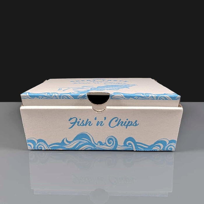 Small Corrugated Printed Fish and Chip Boxes | 10 x 6 inch