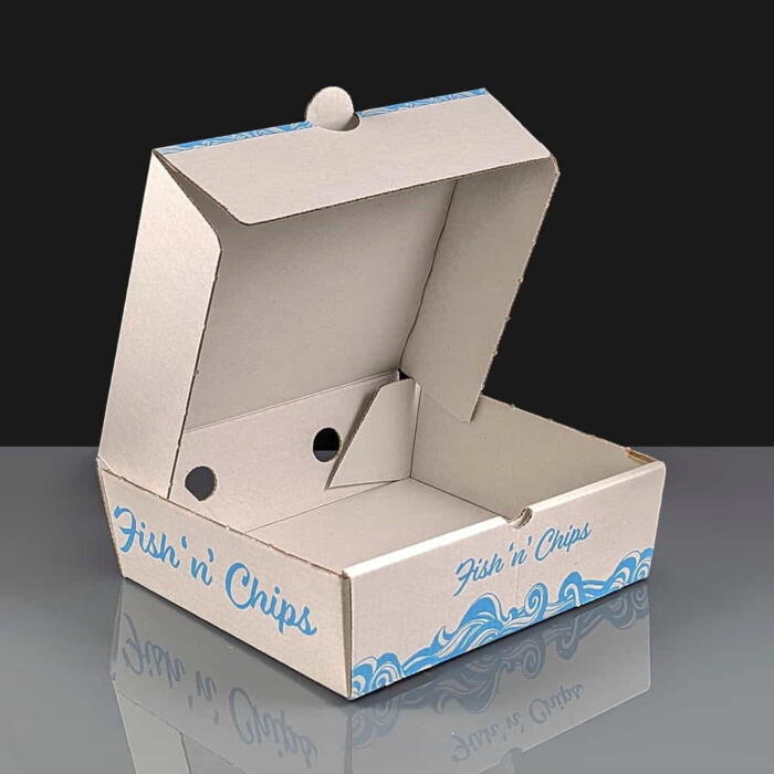Small Corrugated Printed Fish and Chip Boxes | 10 x 6 inch