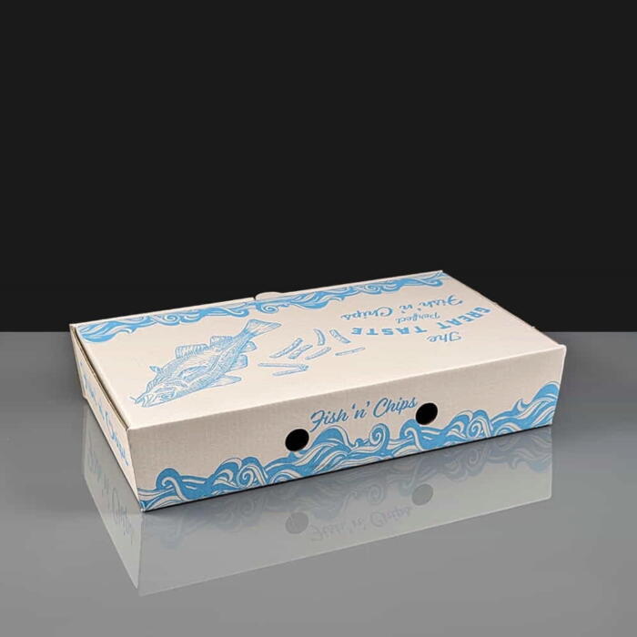 Medium Corrugated Printed Fish and Chip Boxes | 11 x 6 inch