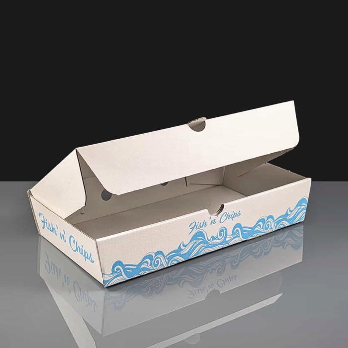 Medium Corrugated Printed Fish and Chip Boxes | 11 x 6 inch
