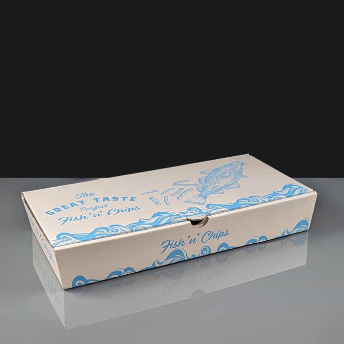 Large Corrugated Printed Fish and Chip Boxes | 11 x 6 inch