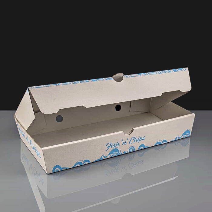 Large Corrugated Printed Fish and Chip Boxes | 11 x 6 inch