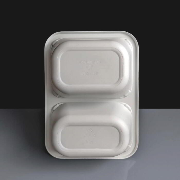 White Faerch 2187-2H CPET 2 Compartment Ready Meal Tray