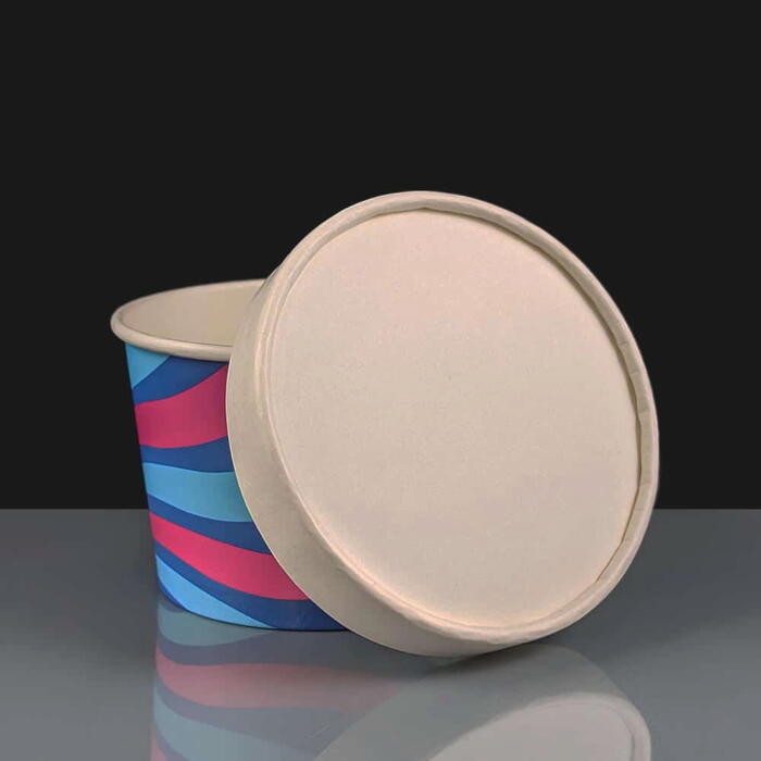 Paper Lid for 8oz Paper Ice Cream Container Go-Chill Design