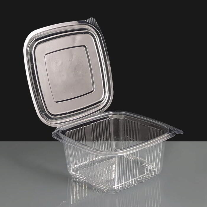 500cc Square Clear Plastic Hinged Salad Containers