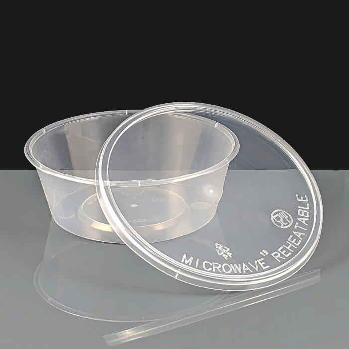 250ml Clear Round Microwavable Plastic Containers & Lid
