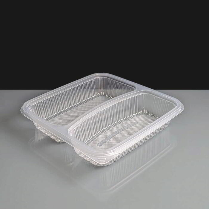 2 compartment Clear Rectangular Plastic Container and Lid