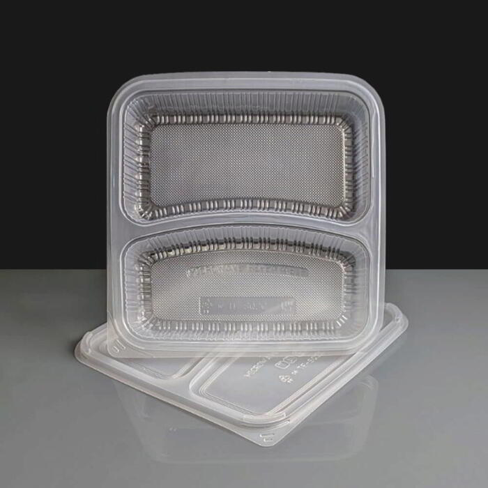 2 compartment Clear Rectangular Plastic Container and Lid