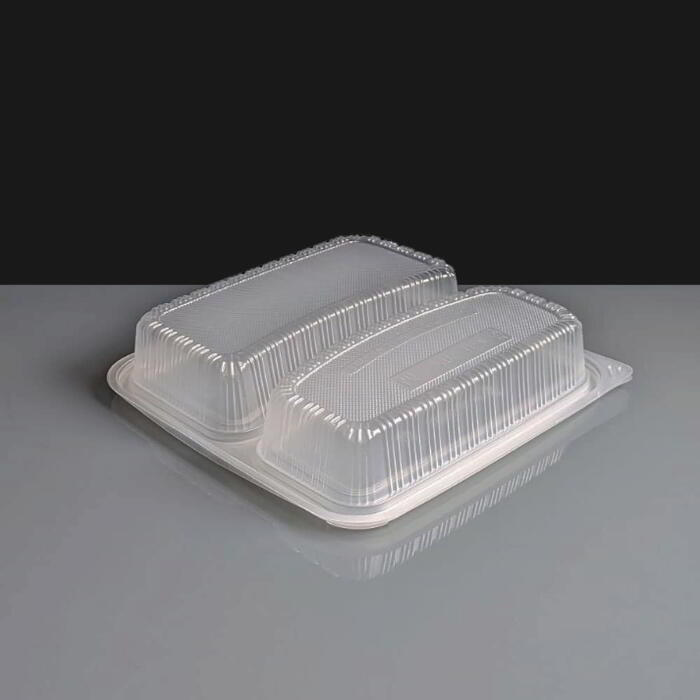 2 compartment Clear Rectangular Plastic Container and Lid