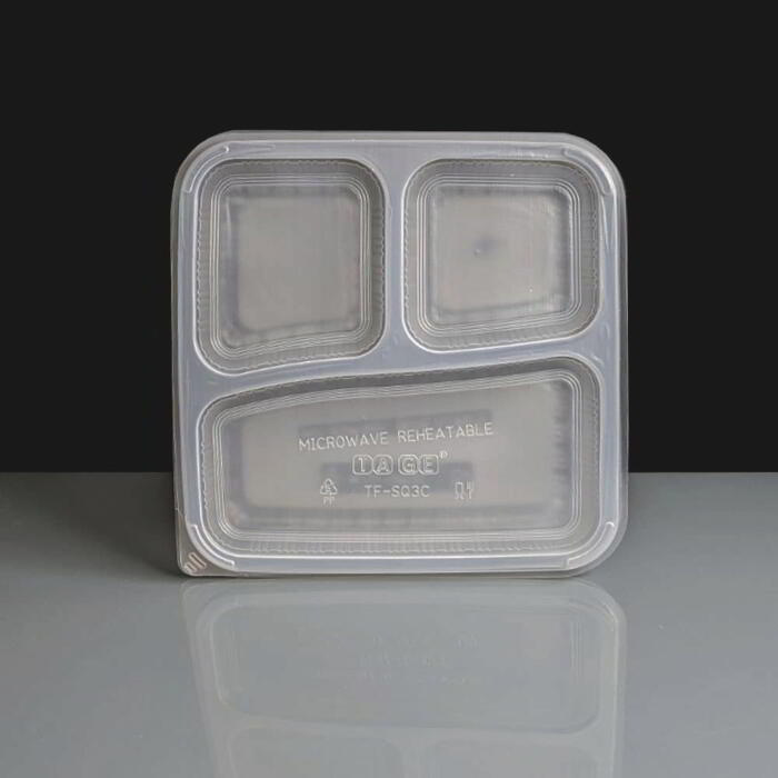 Clear 3 Compartment Take Away Plastic Container and Lid