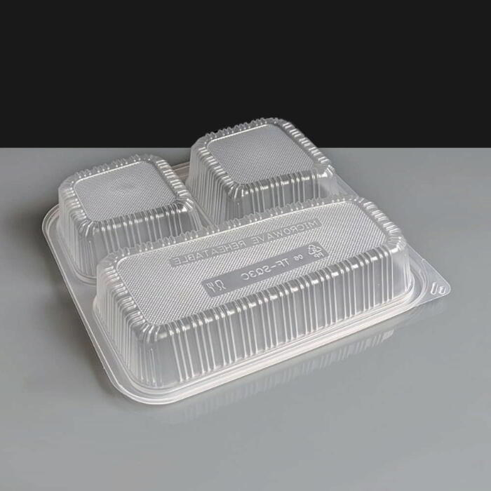 Clear 3 Compartment Take Away Plastic Container and Lid