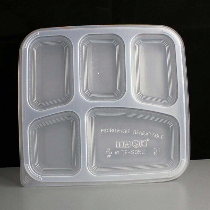 Clear 5 Compartment Take Away Plastic Container and Lid