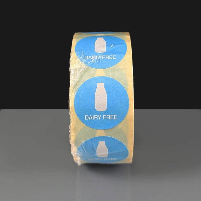 Blue Dairy Free Round 25mm Food Packaging Label