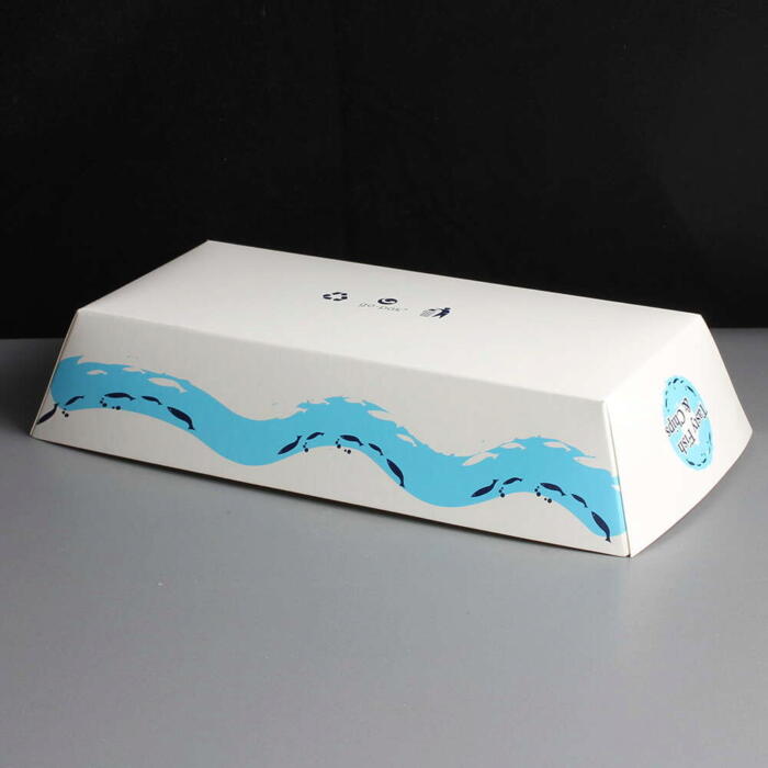 Large White Tasty Design Rectangular Cardboard Chip Tray