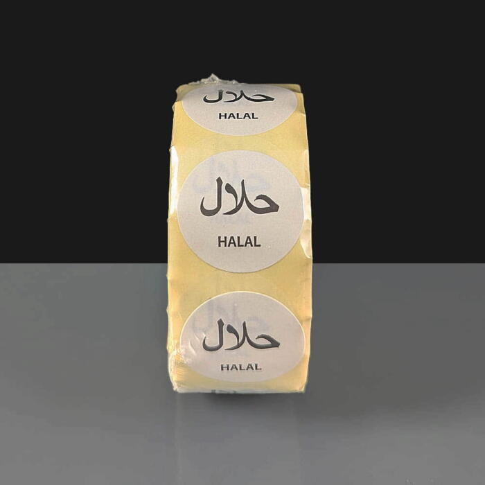White Halal Script Food Packaging Label