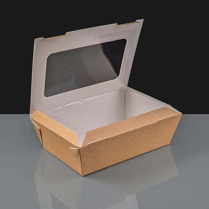 Huhtamaki Large Brown Windowed Food To Go Boxes 48oz