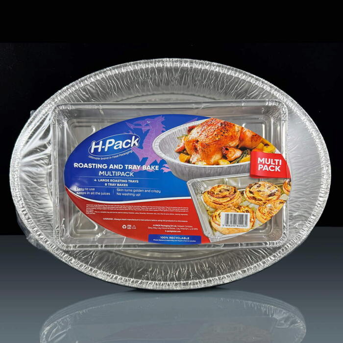Aluminium Foil Oval Roasting Pan & Baking Tray Combo Pack