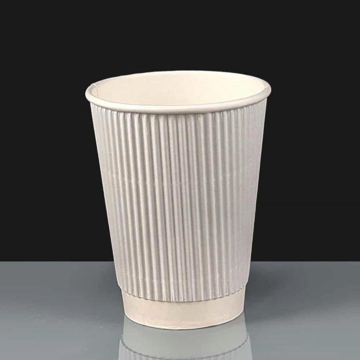White 12oz Ripple Paper Coffee Hot Drink Cups