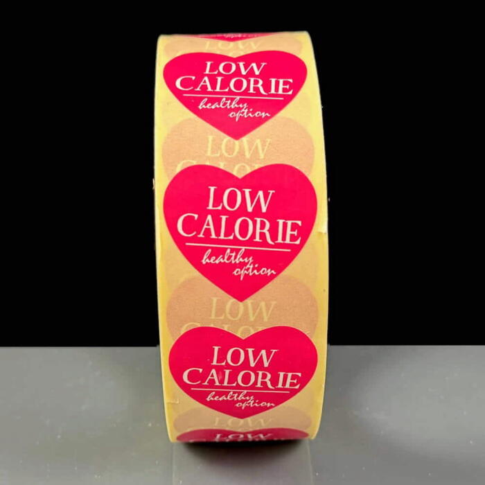 Low Calorie Healthy Option Pink Heart Food Packaging Label