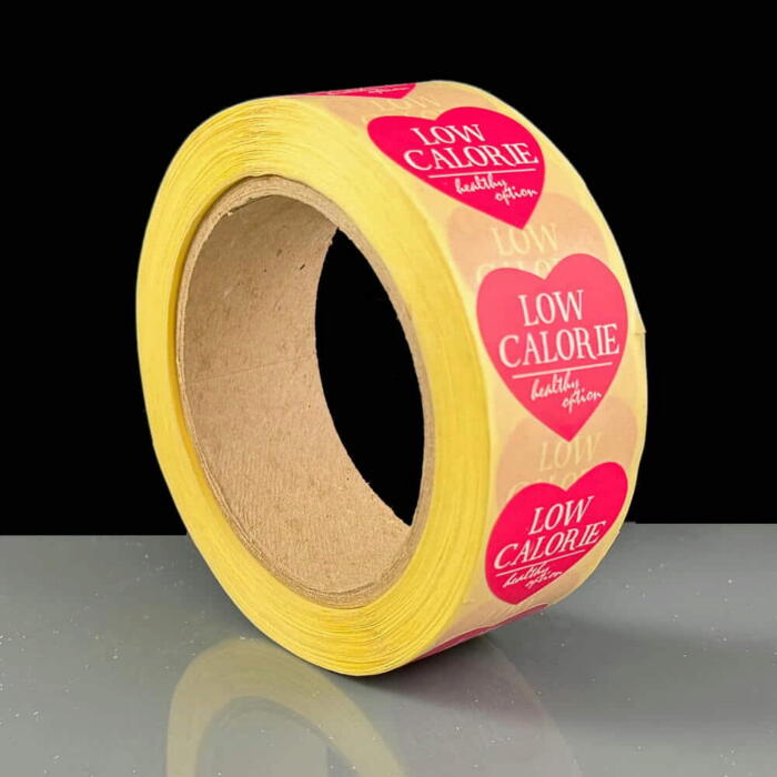 Low Calorie Healthy Option Pink Heart Food Packaging Label
