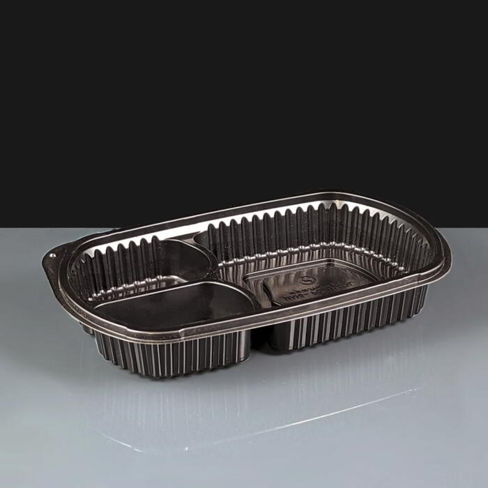 3 Compartment Deluxe Black Microwavable Containers