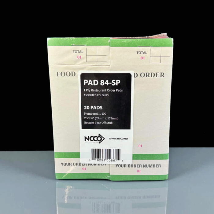 1ply Coloured Food Order Pad with Take Away Stub