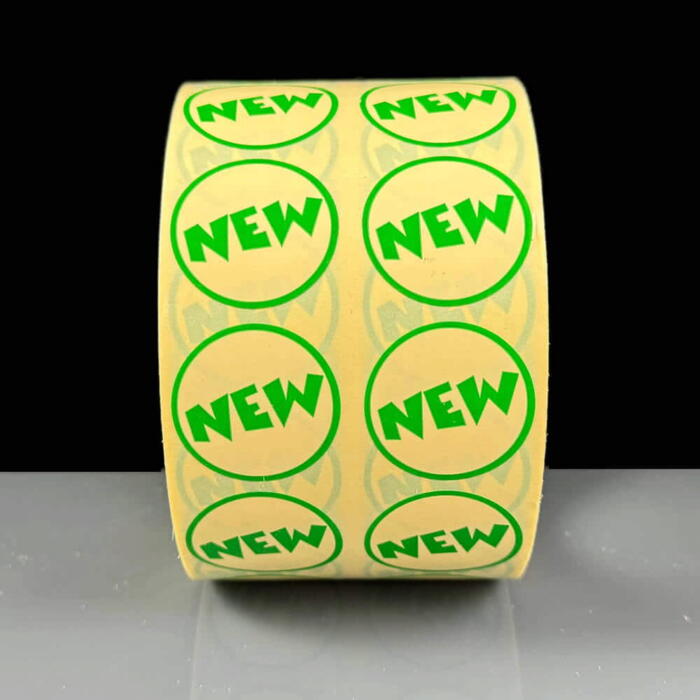 Round Cream and Green New Flash Food Label